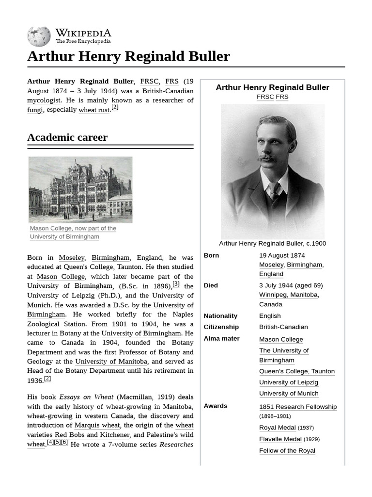 Arthur_Henry_Reginald_Buller | PDF | Mycology