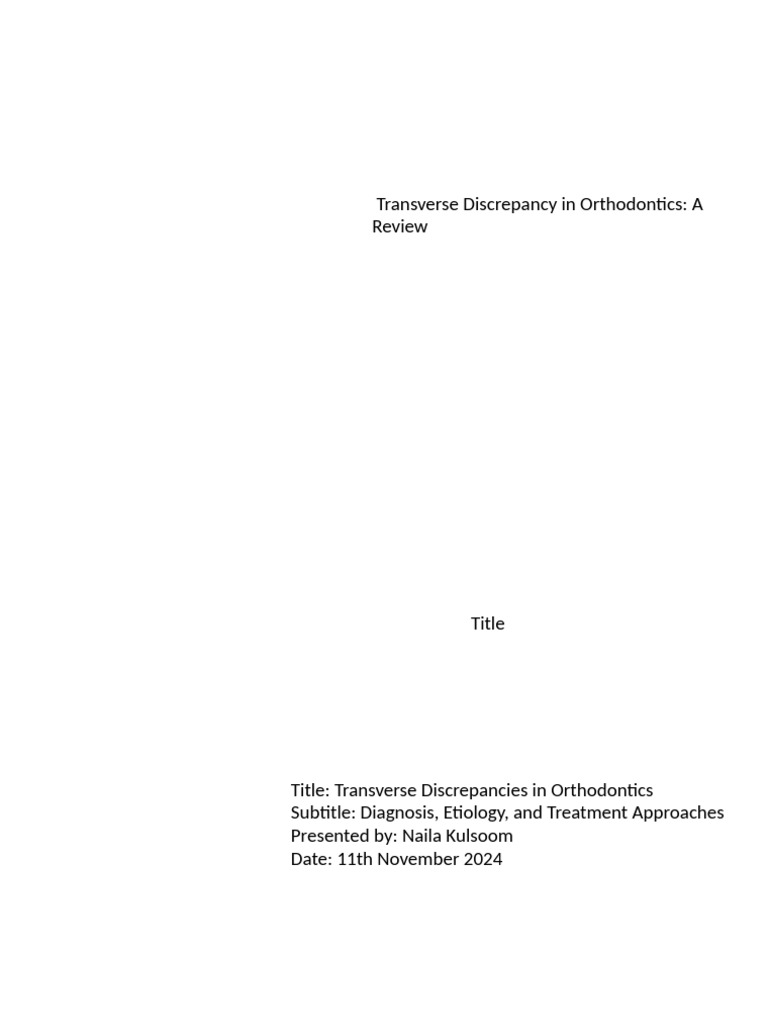 Merged Transverse Discrepancies Presentation | PDF | Mouth | Dental Anatomy