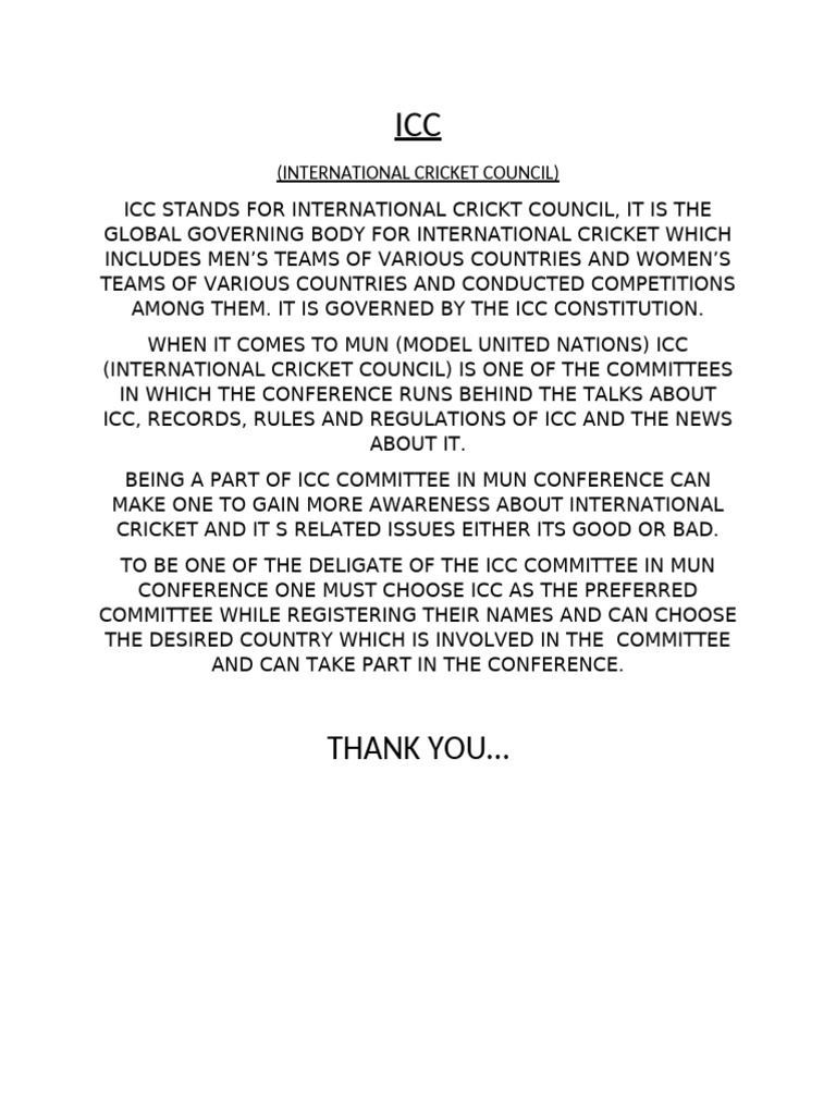 Icc Committee Short Overview | PDF