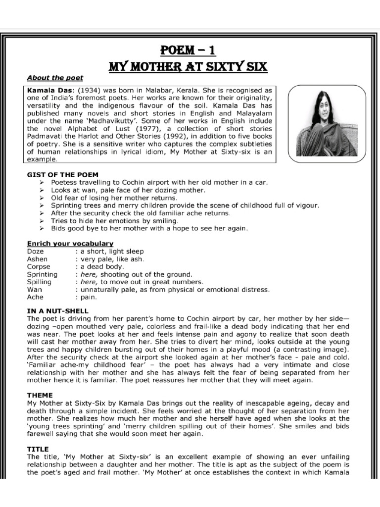 Poem ~ My Mother at Sixty Six | PDF