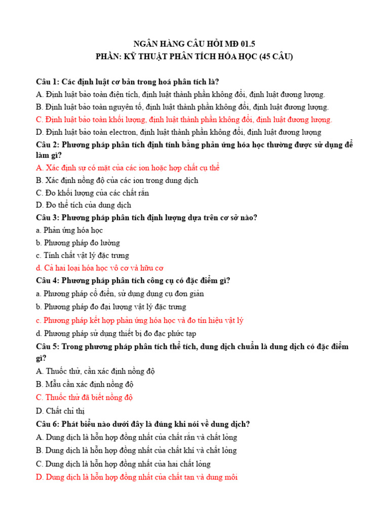 MD1.5-Kythuatphantichhoahoc -Trắc nghiệm | PDF