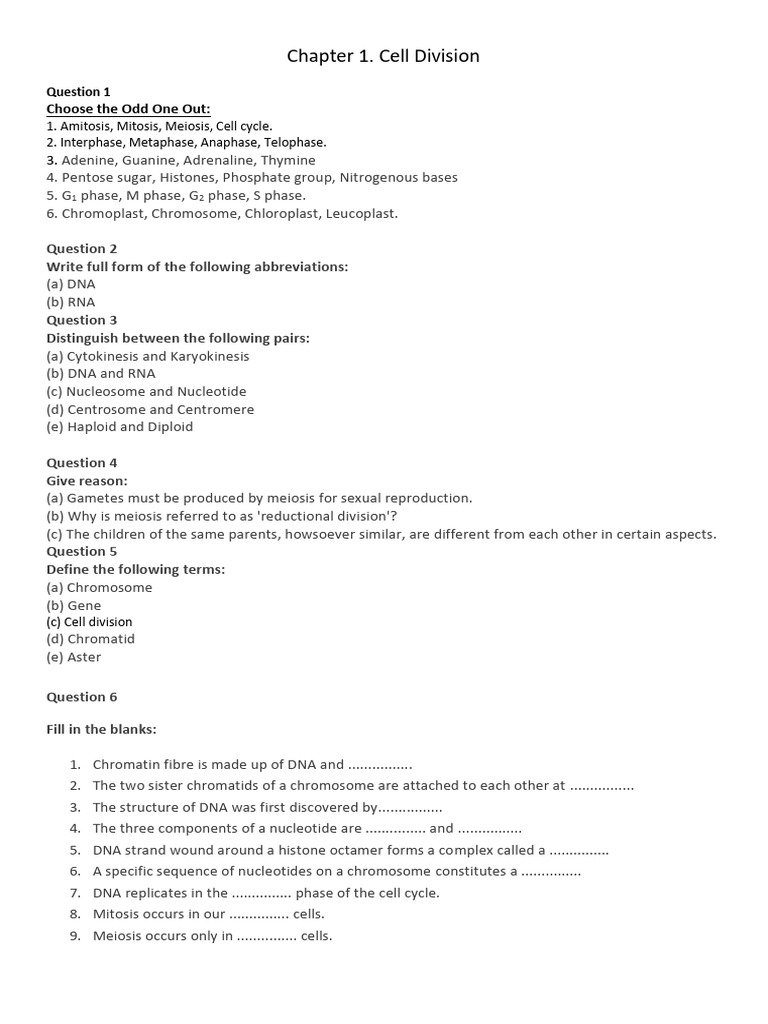 Chapter 1 cell cycle and cell division (2) | PDF | Meiosis | Mitosis