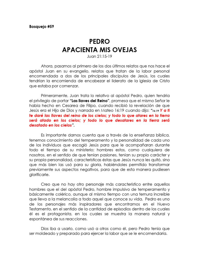 Pedro y su llamado a apacentar | PDF | San Pedro | Jesús