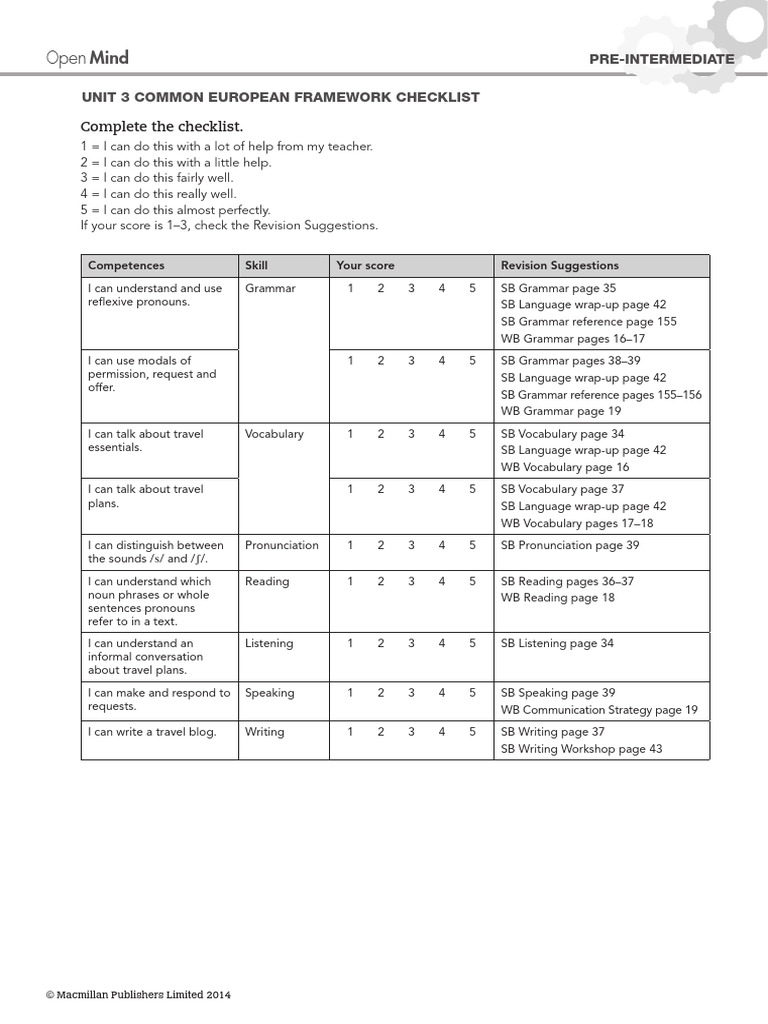 Unit_3_CEFR_checklist | PDF | Pronoun | Linguistics