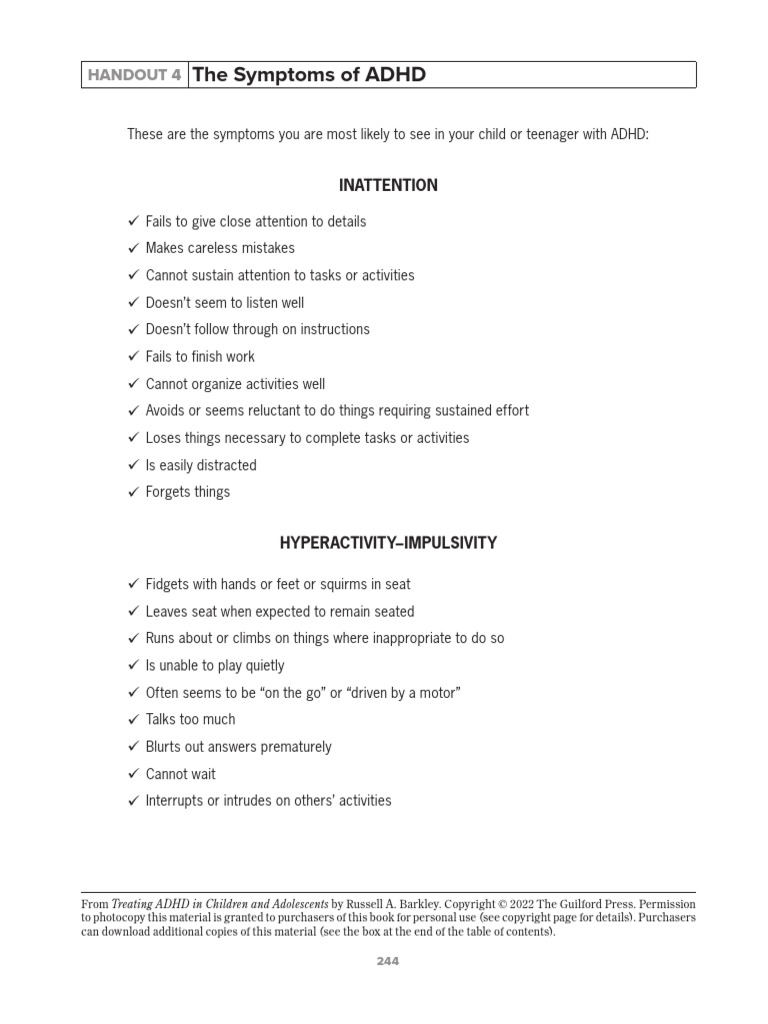 Symptoms of ADHD Treating-ADHD-in-Children-and-Adolescents (Dragged) | PDF