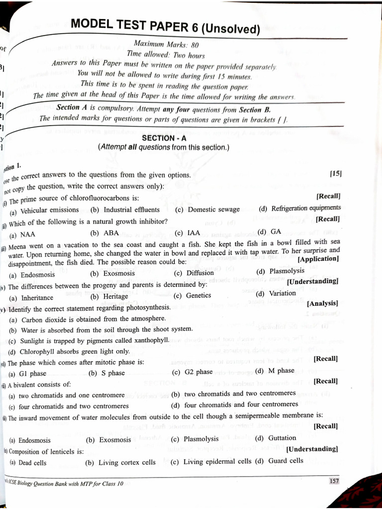 Bio Paper 1 | PDF
