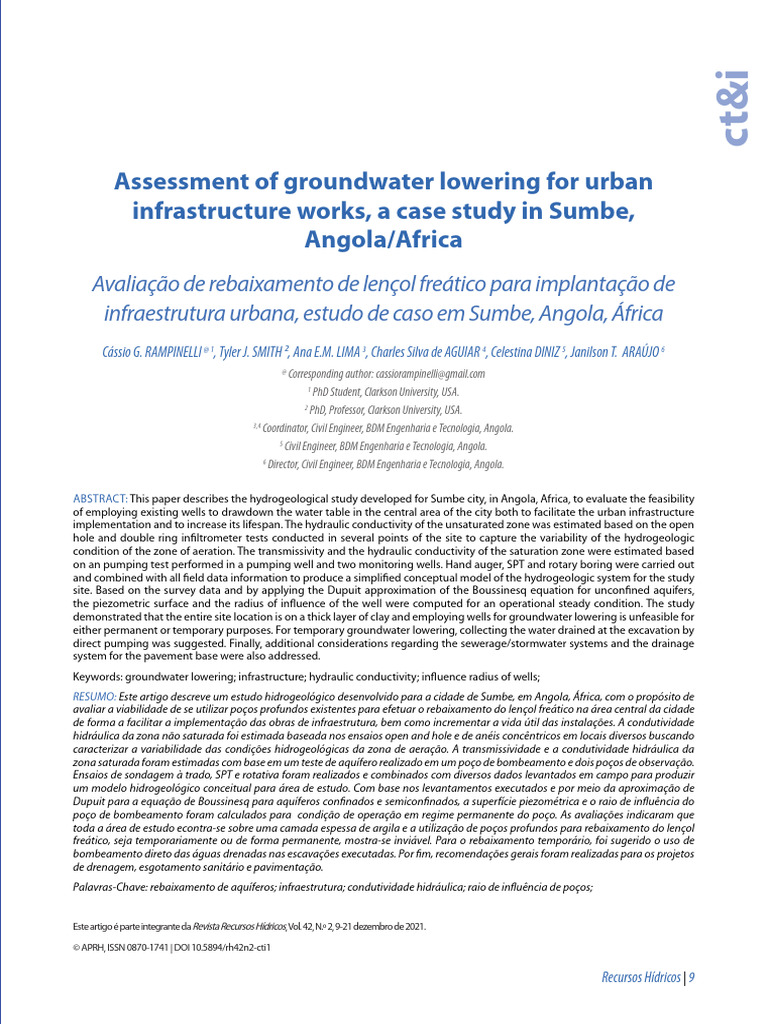 Groundwater Lowering in Sumbe, Angola | PDF | Hydrogeology | Groundwater