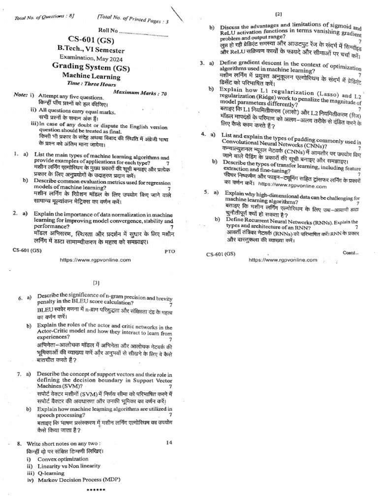 Cs 601 Machine Learning May 2024 (1) | PDF