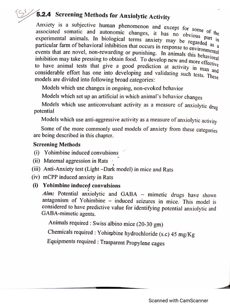 Anxiolytic Activity | PDF