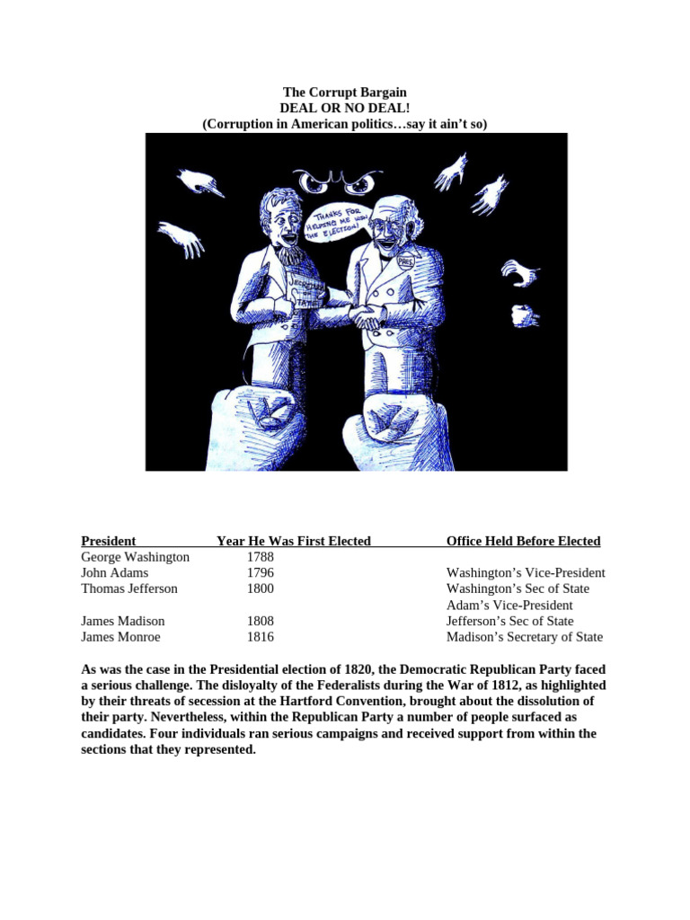 The Corrupt Bargain of 1824 Explained | PDF | United States House Of ...