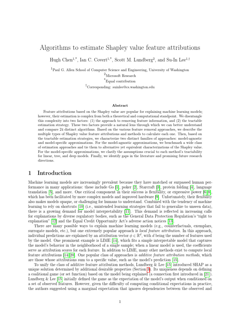 Algorithms To Estimate Shapley Value Feature Attributions | PDF | Causality | Linear Regression