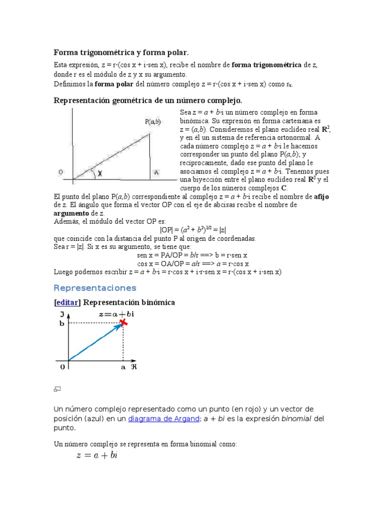 Forma polar y trigonométrica de complejos | PDF | Número complejo ...
