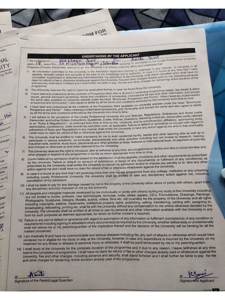 Undertaking by Applicant | PDF