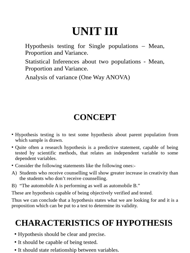 UNIT III QA MBA | PDF | F Test | Analysis Of Variance