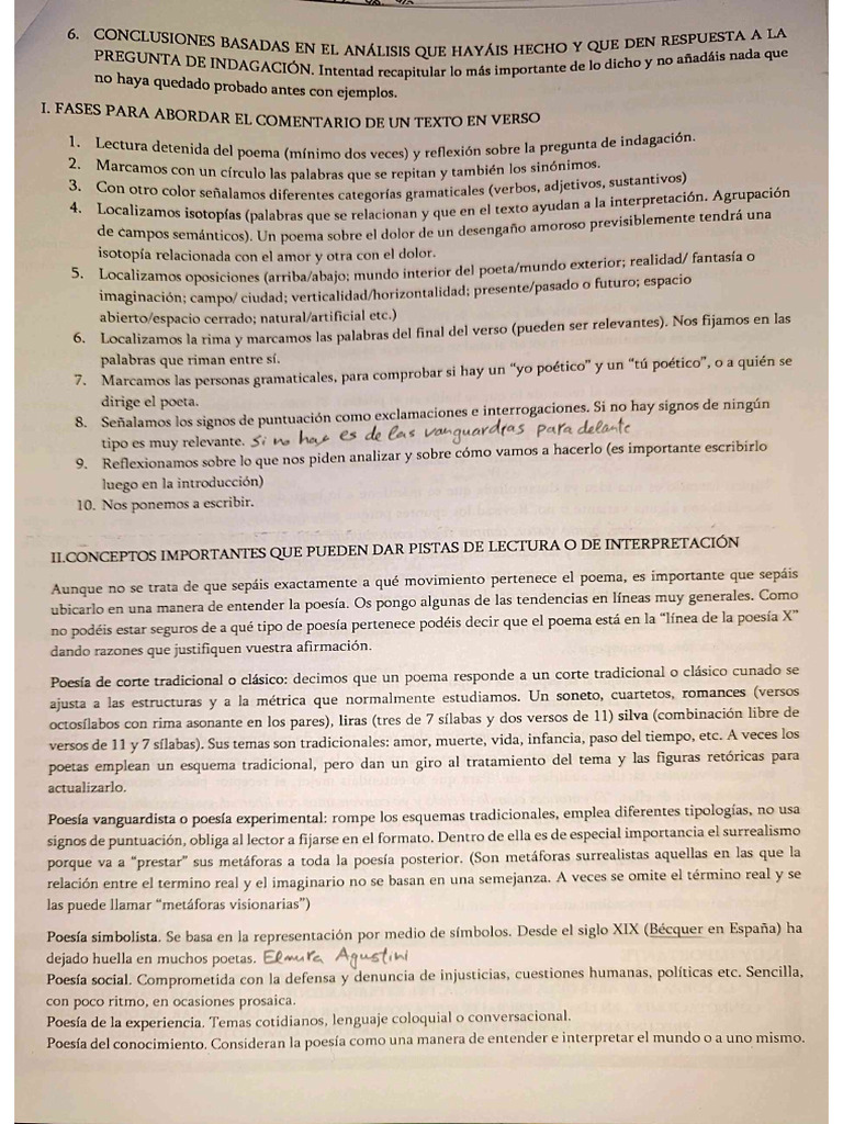 Criterios Texto en Verso 1 Prueba 1 Literatura IB | PDF