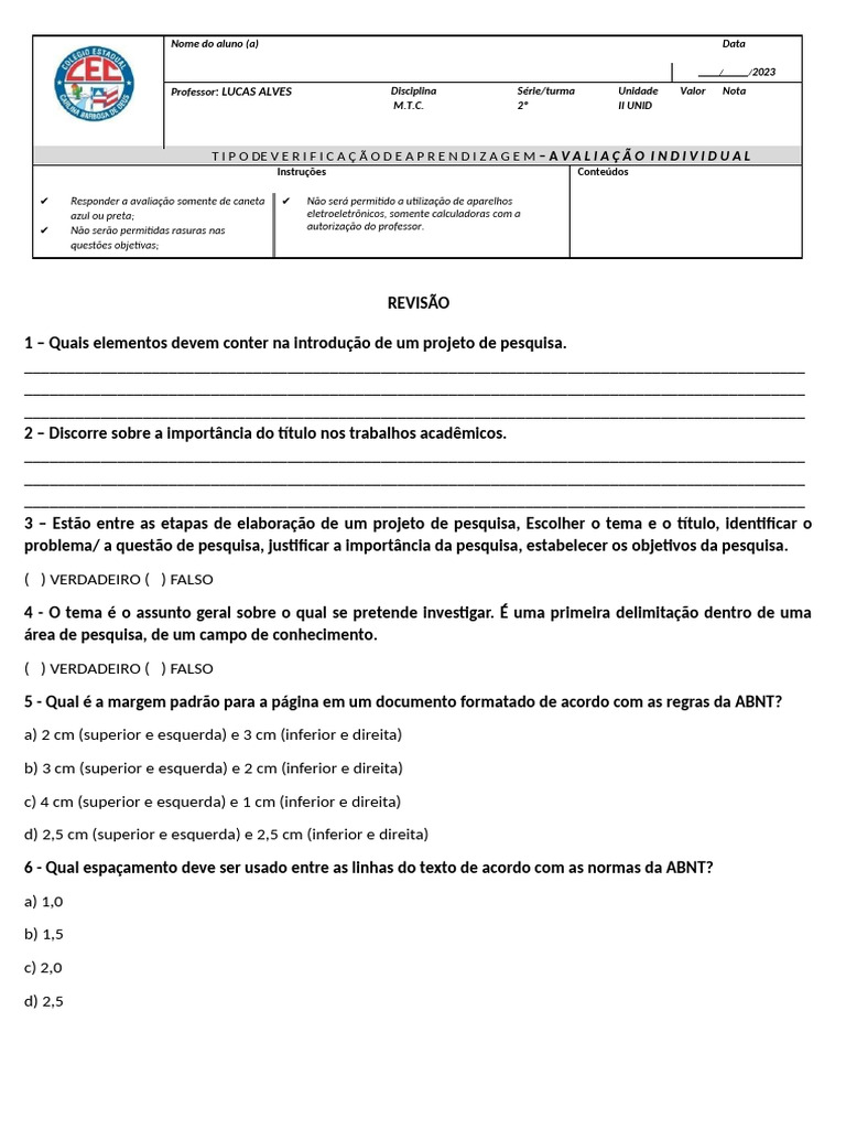 Revisão - Mtc - 2 Ano | PDF