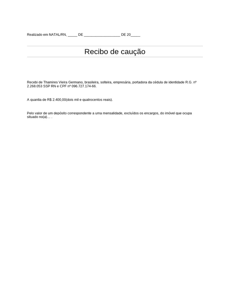 Recibo de Caucao | PDF