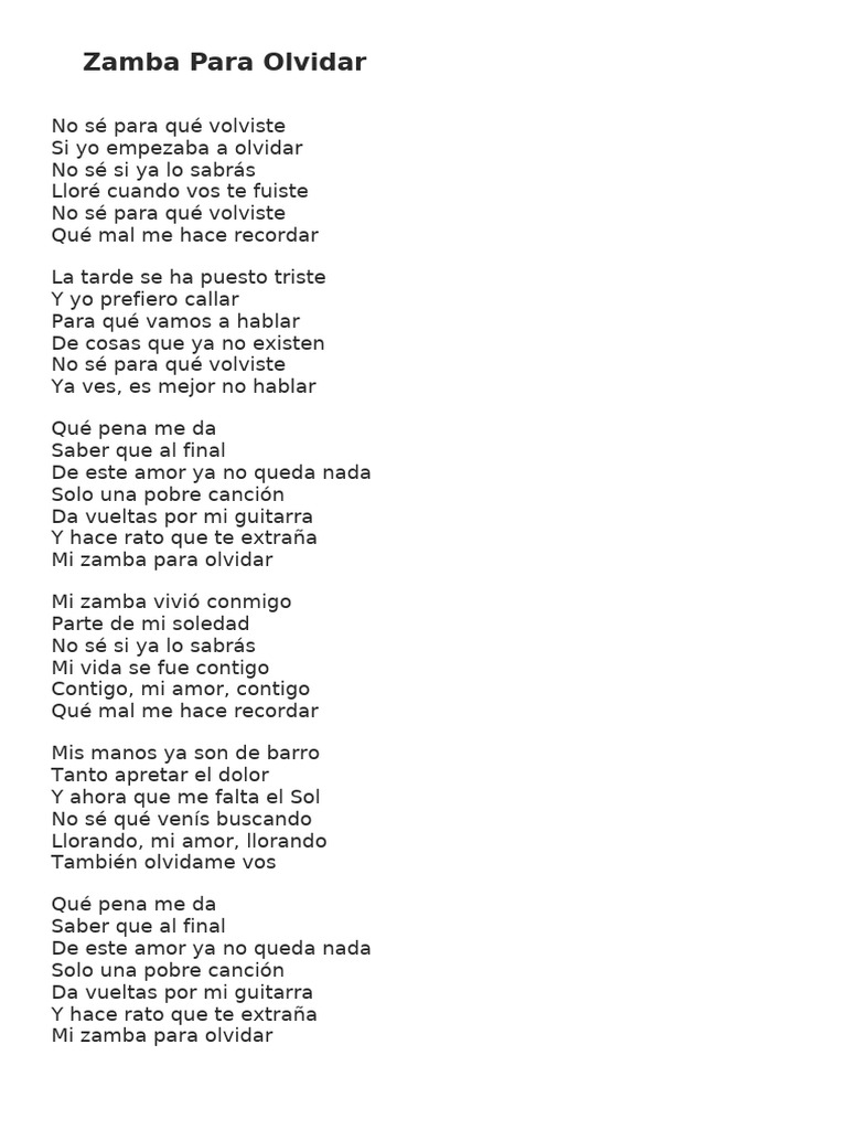 Zamba para Olvidar | PDF