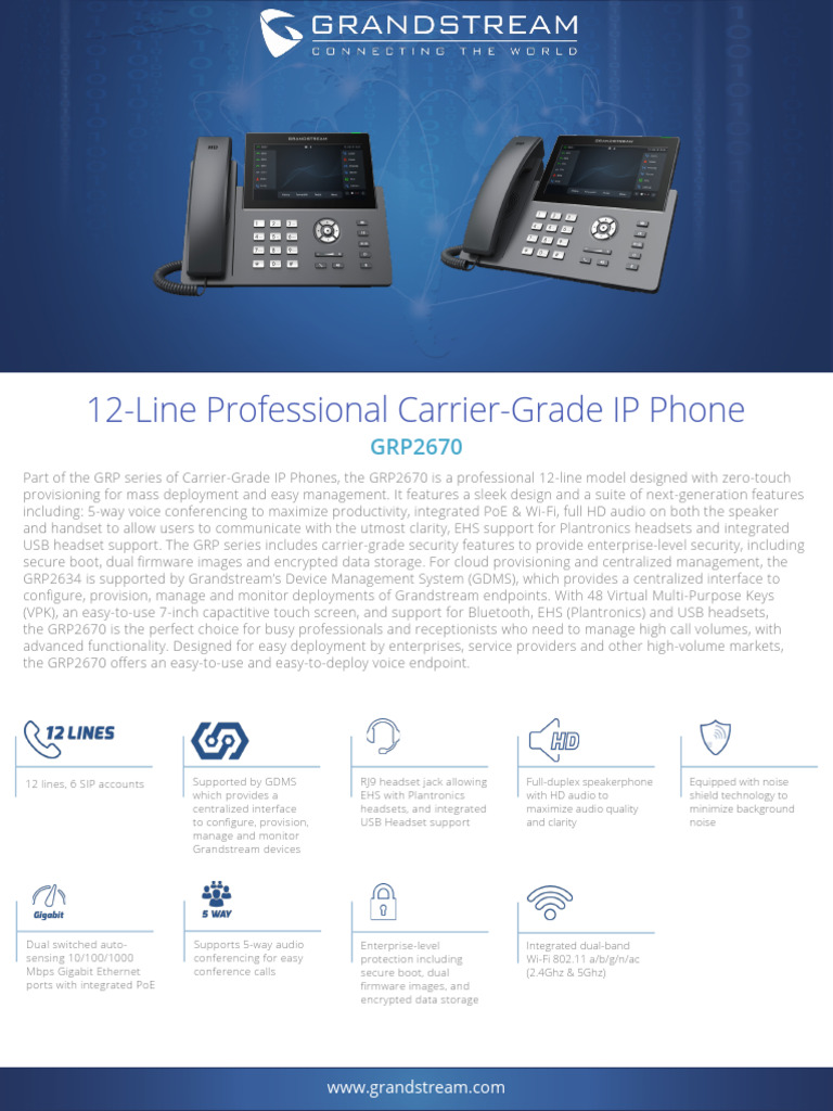 Datasheet GRP2670 English | PDF | Session Initiation Protocol | Usb