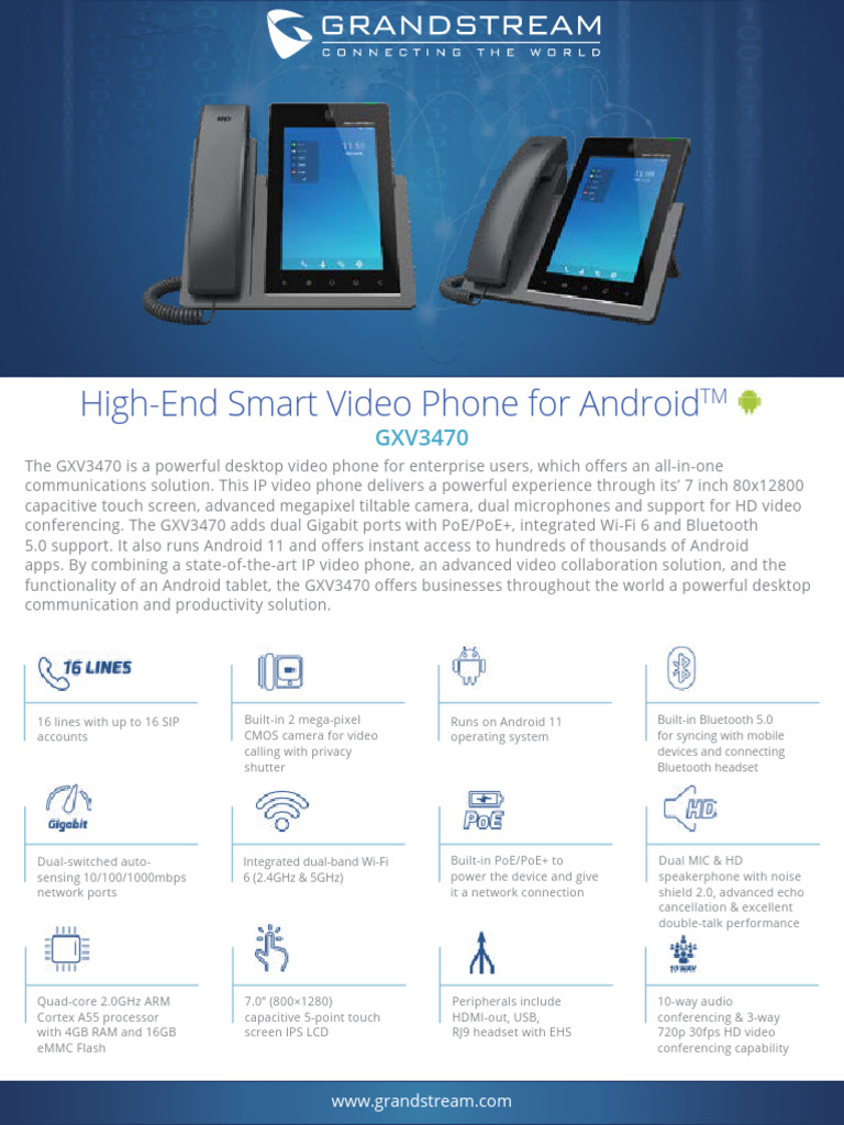 Datasheet_GXV3470_English | PDF | Session Initiation Protocol | Bluetooth