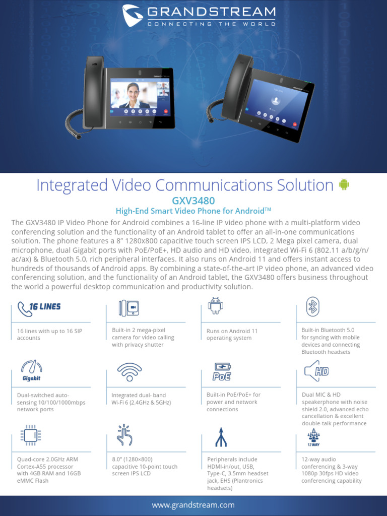 Datasheet GXV3480 English | PDF | Android (Operating System) | Session Initiation Protocol