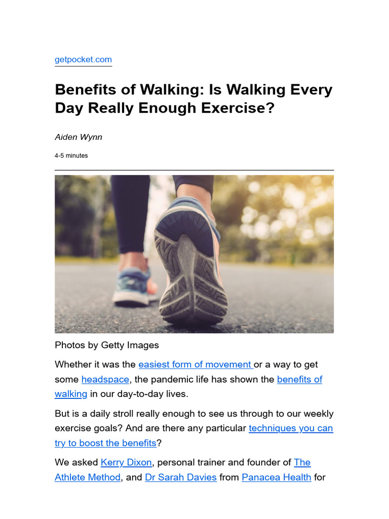 Benefits of Daily Walking for Fitness | PDF | Physical Fitness | Endurance