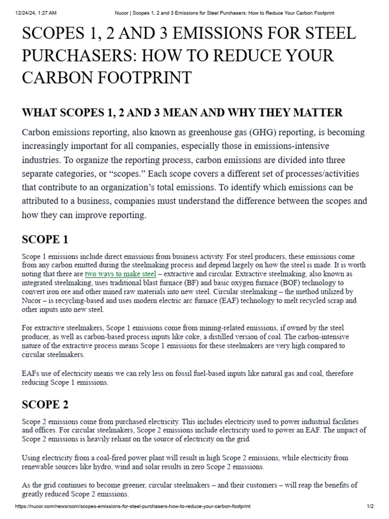 Nucor - Scopes 1, 2 and 3 Emissions For Steel Purchasers - How To Reduce Your Carbon Footprint ...