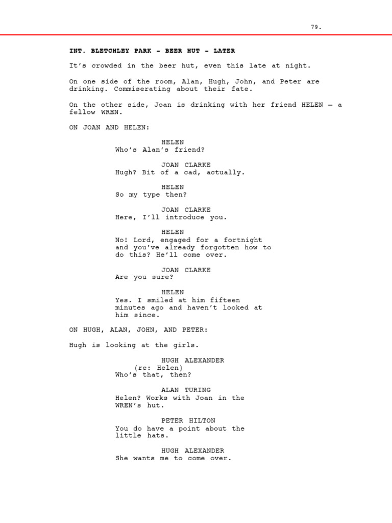 The Imitation Game - Bar Scene Script | PDF