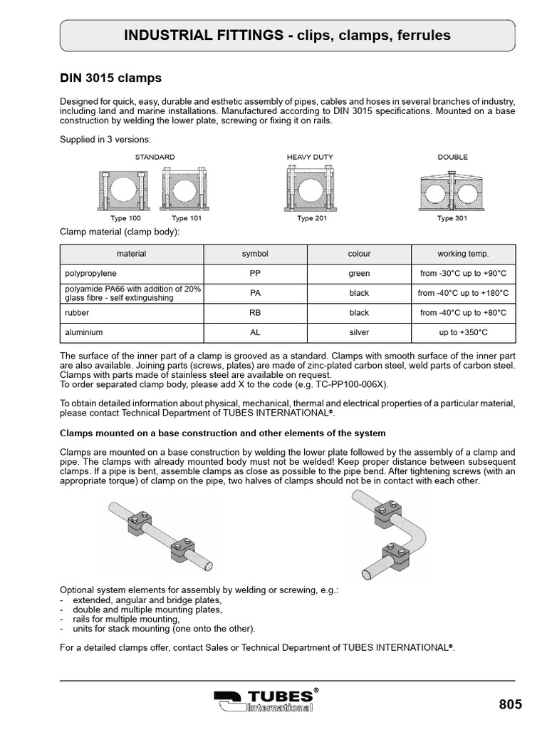 din_3015_clamps | PDF | Pipe (Fluid Conveyance) | Screw