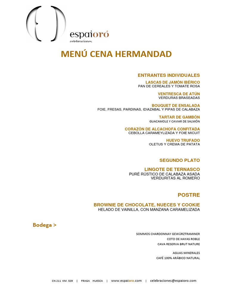 Menú Cena Hermandad | PDF