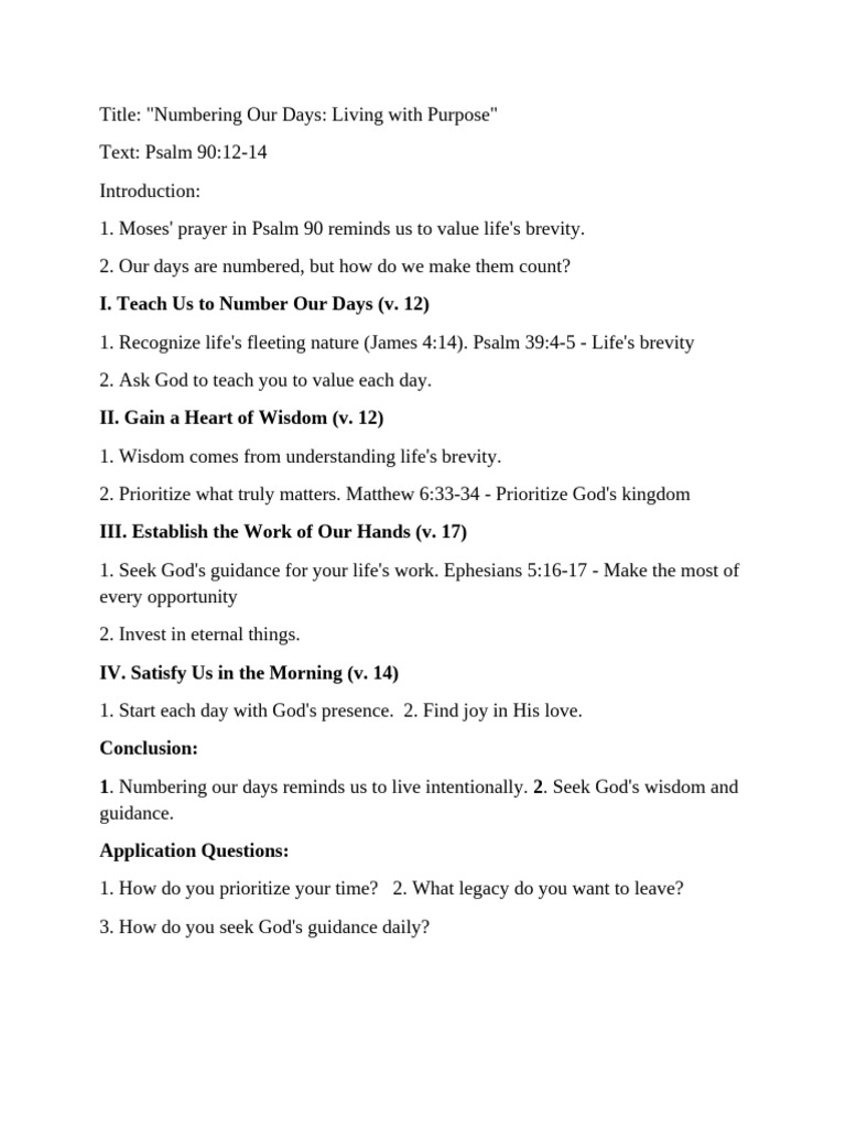 Title Numbering Our Days Living with Purpose | PDF Title Numbering Our Days Living with Purpose | PDF