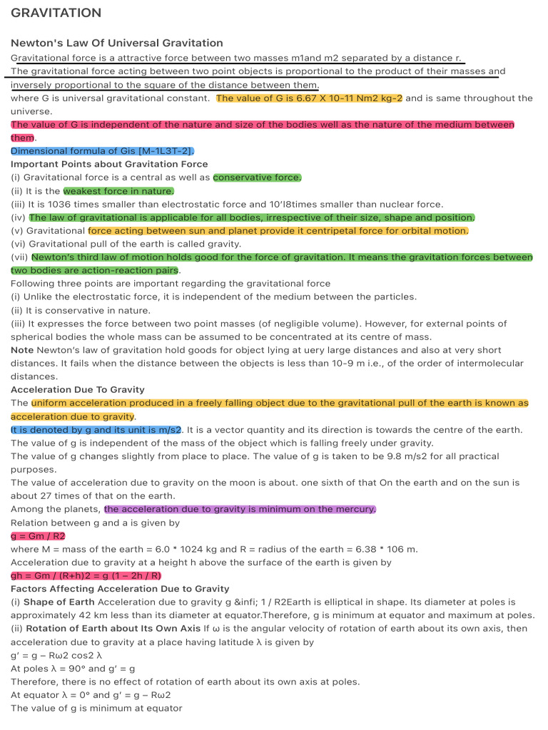GRAVITATION | PDF | Force | Orbit