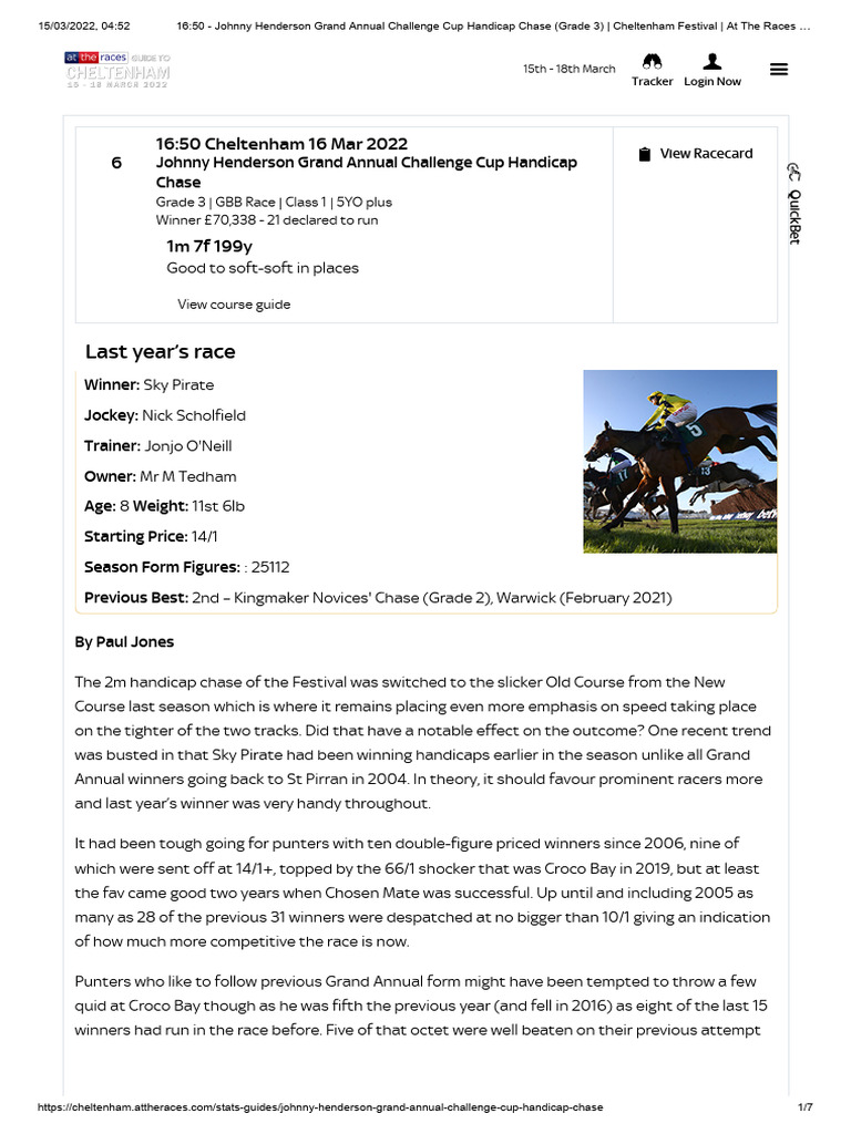 Johnny Henderson Grand Annual Challenge Cup Handicap Chase | PDF ...