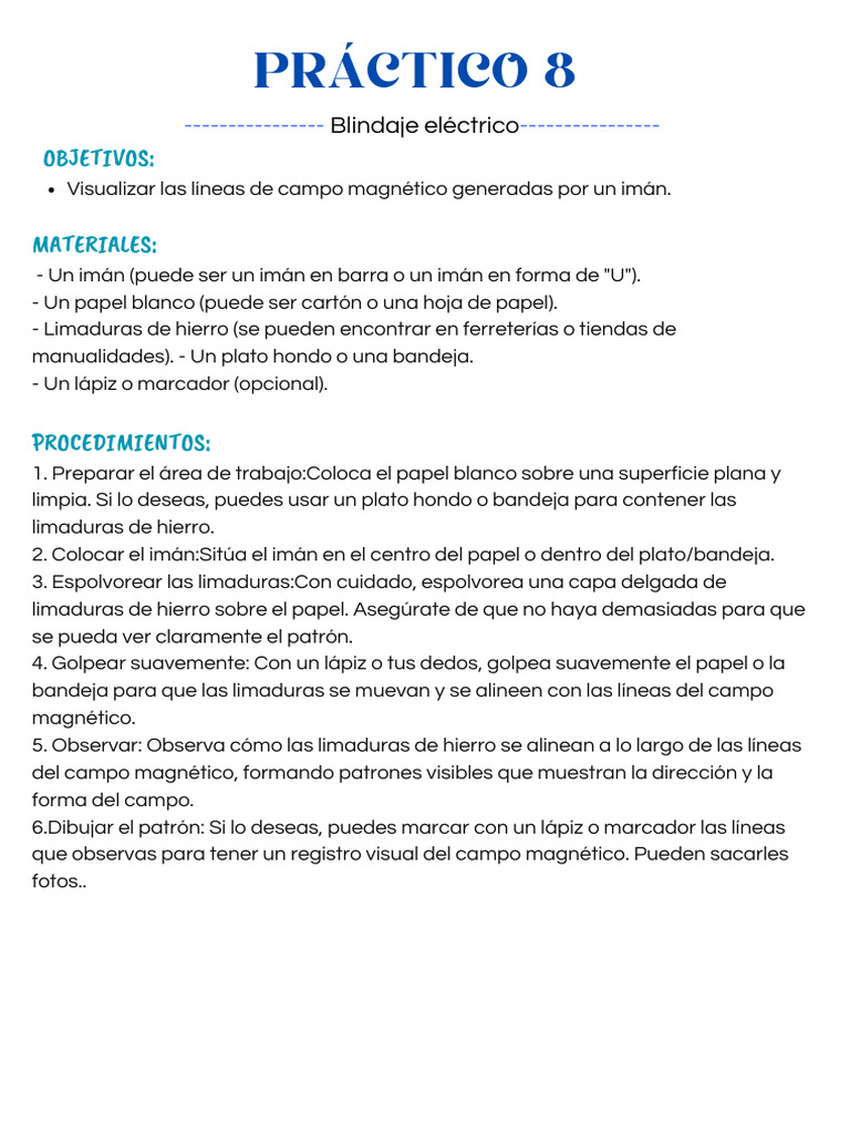 Práctico 8: Objetivos: Materiales | PDF