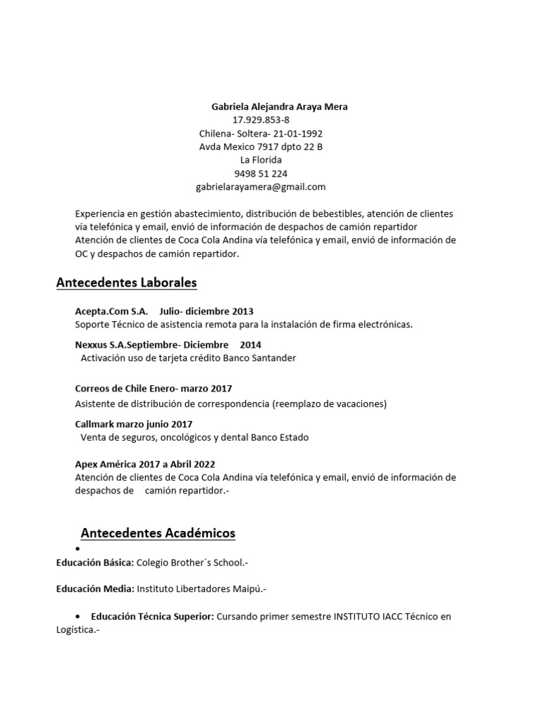 CV Gabriela Araya | PDF