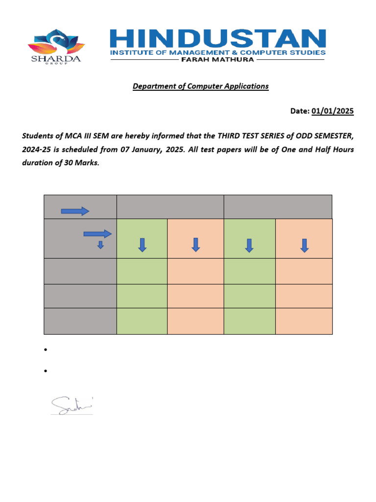 Schedule of Ct3 Mca 3 Sem 2024 - 251 | PDF