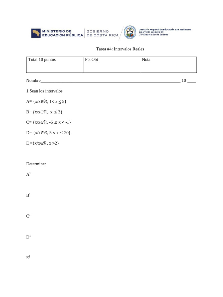Tarea #4 Intervalos Reales | PDF