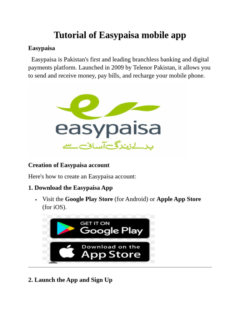 Easypaisa App Setup & Features Guide | PDF | Debit Card | Visa Inc.