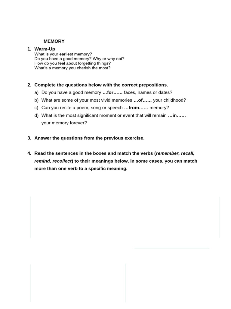 Memory Skills Practice Guide | PDF | Memory | Recall (Memory)