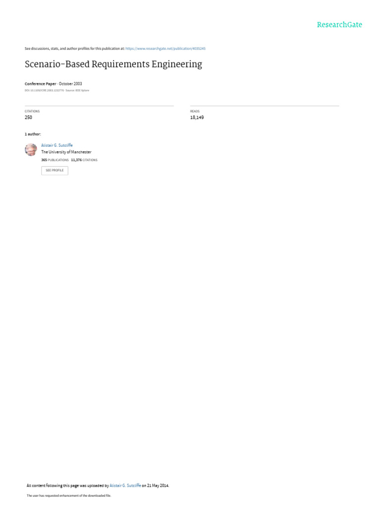 Scenario-Based_Requirements_Engineering | PDF | Use Case | System