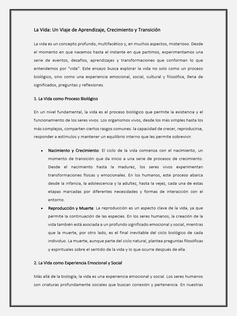 La Vida Pdf Vida Experiencia