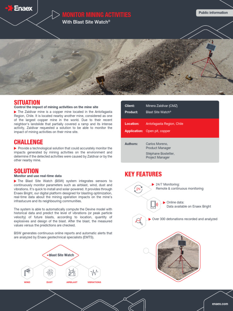 Monitor mining activities with Enaex Bright Care! | PDF | Mining ...