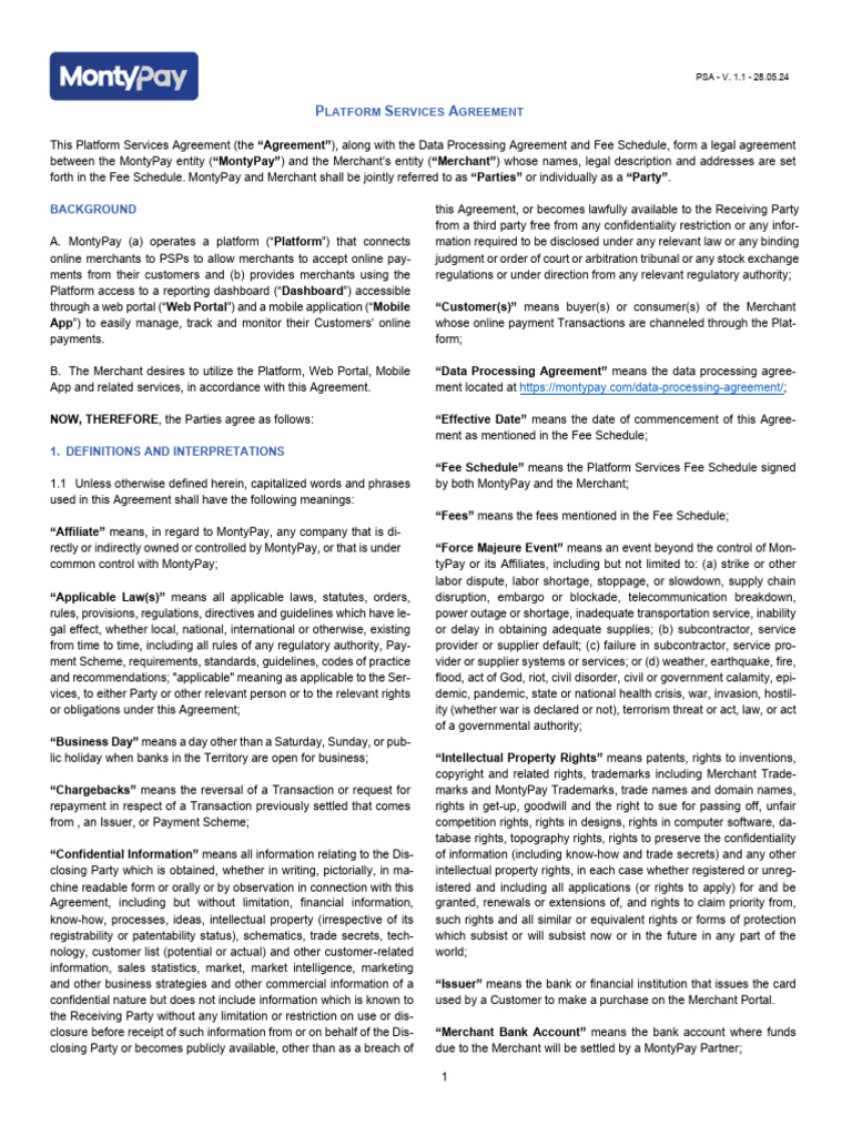 Platform Services Agreement | PDF | Indemnity | Trademark