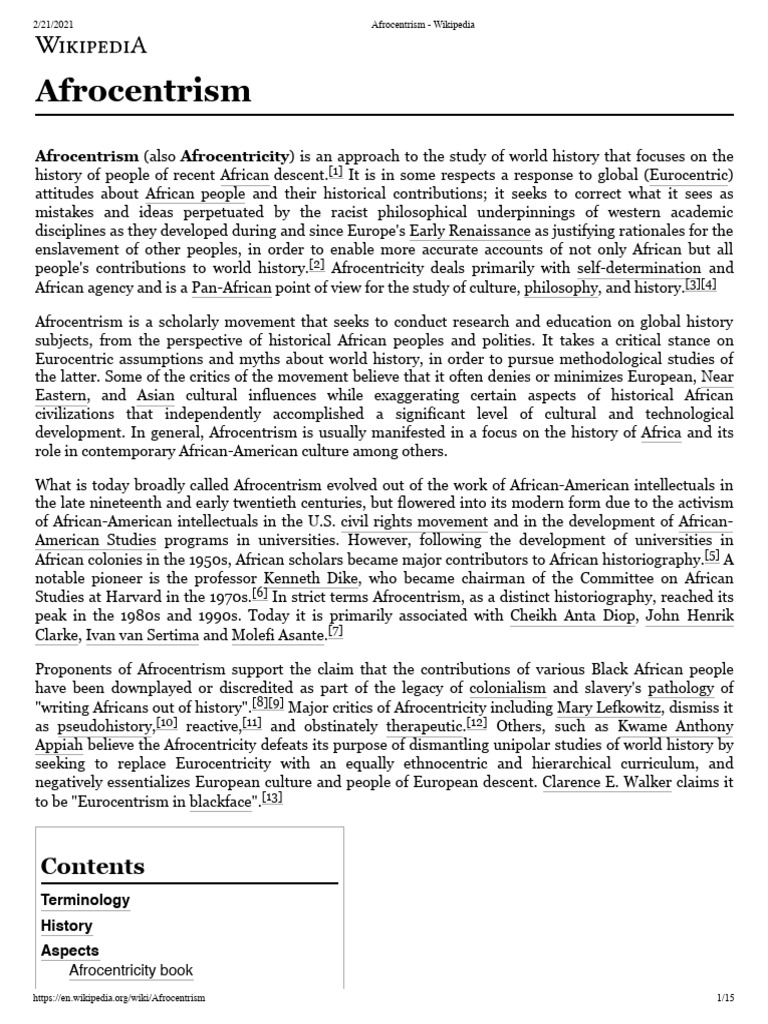 Afrocentrism - Wikipedia | PDF