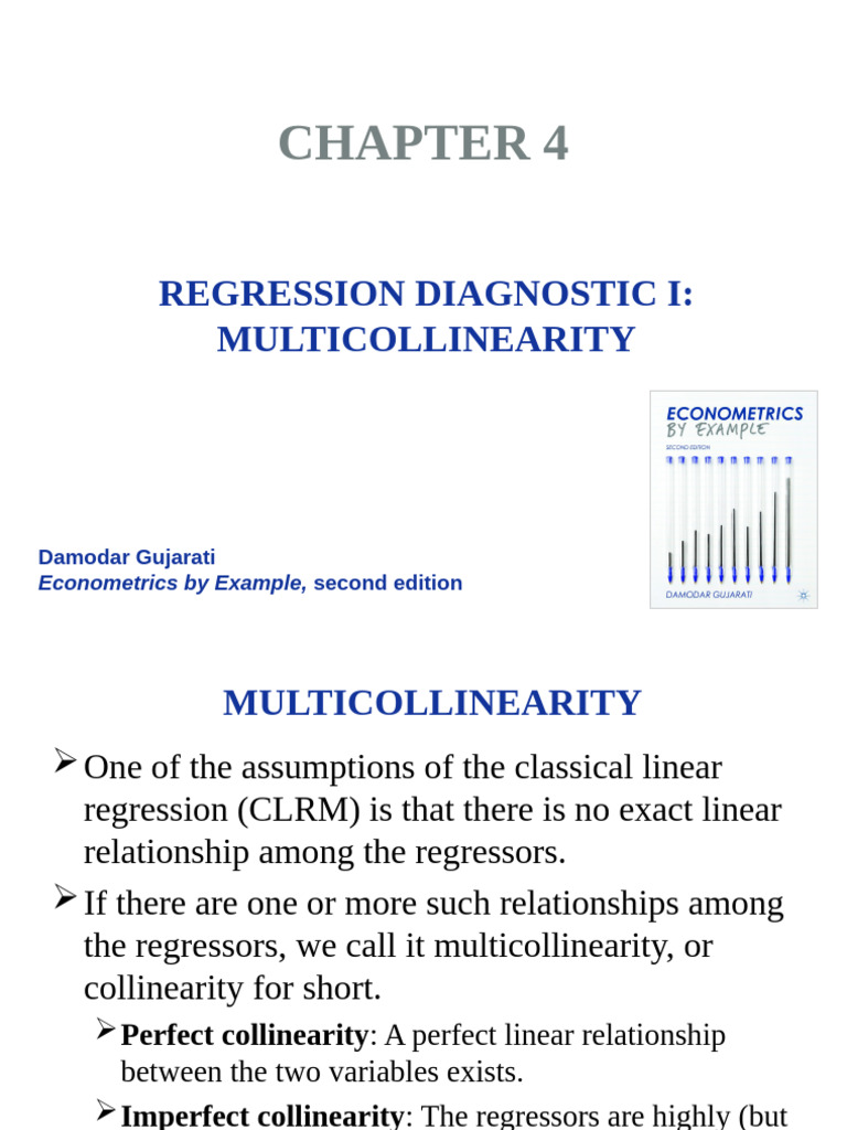 Chapter 4 Mutlicollinearity | PDF | Multicollinearity | Regression Analysis