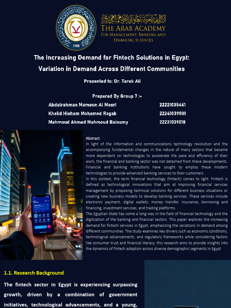 The Increasing Demand For Fintech Solutions in Egypt Variation in | PDF | Survey Methodology ...