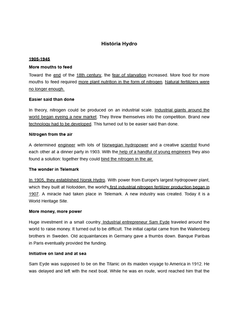 História Hydro | PDF