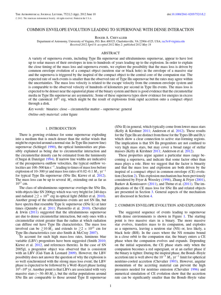 Common Envelope Evolution Leading To Supernovae With Dense Interaction ...