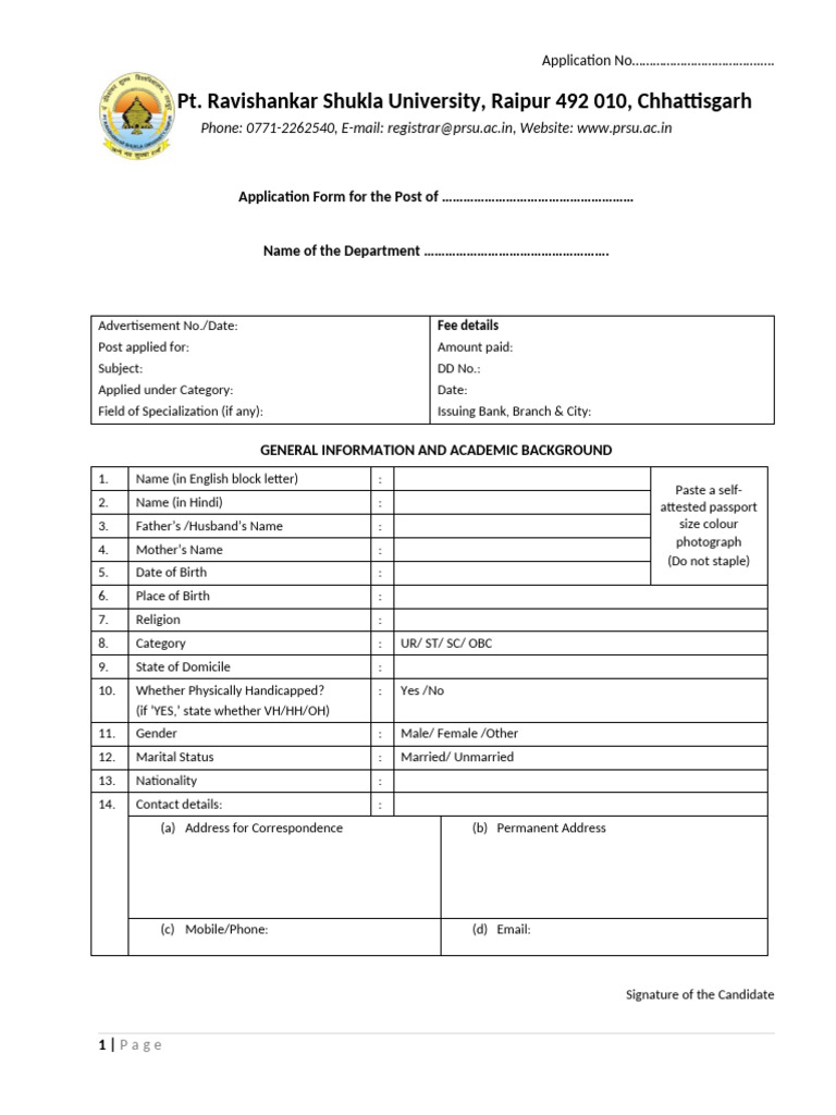 Pt. Ravishankar Shukla University, Raipur 492 010, Chhattisgarh | PDF ...