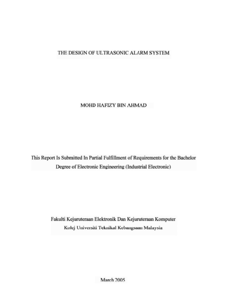 Design of Ultrasonic Alarm System | PDF | Microcontroller | Ultrasound
